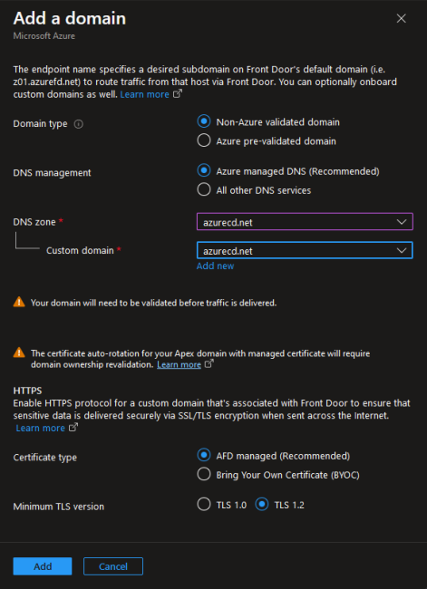 Connect apex domain to Azure Front Door - Cloudyne Systems
